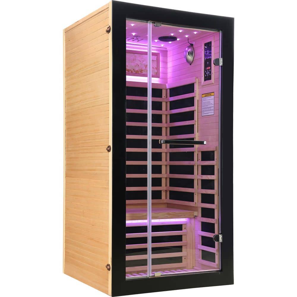 Spygo Hemlock 1-Person Infrared Sauna with 7 Carbon Heating Plates ...