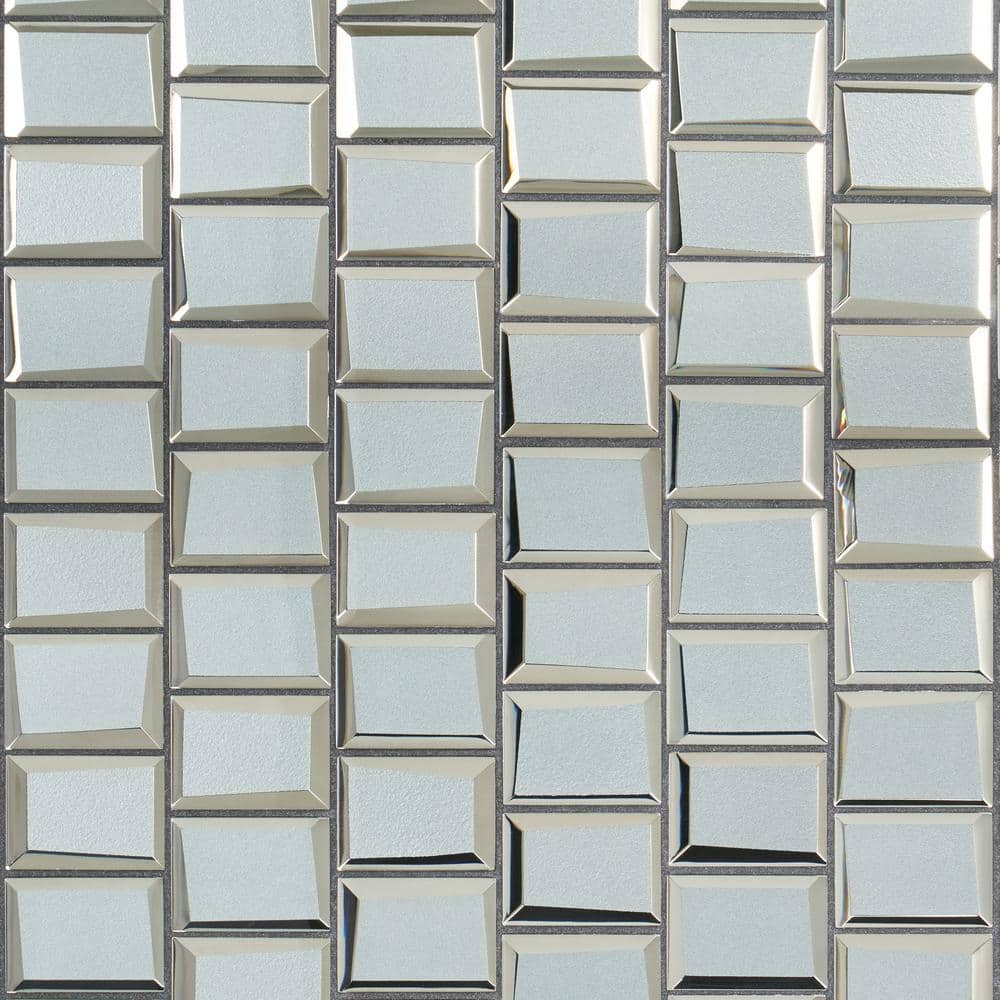 Ivy Hill Tile Aiga Glam Slate Gray 10.82 in. x 11.81 in. Polished Glass ...
