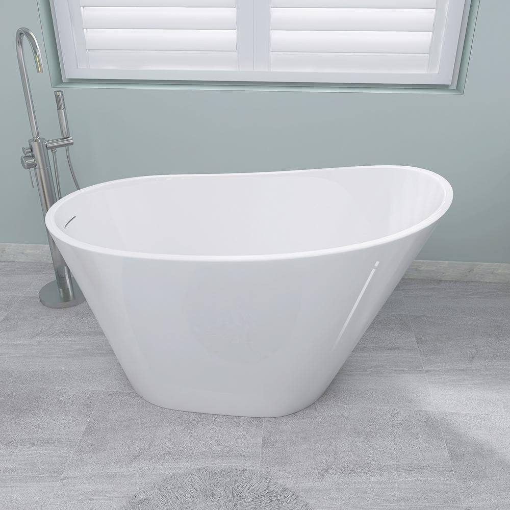 Getpro 51 in. x 27.56 in. Acrylic Flat Bottom Free Standing Bathtub ...