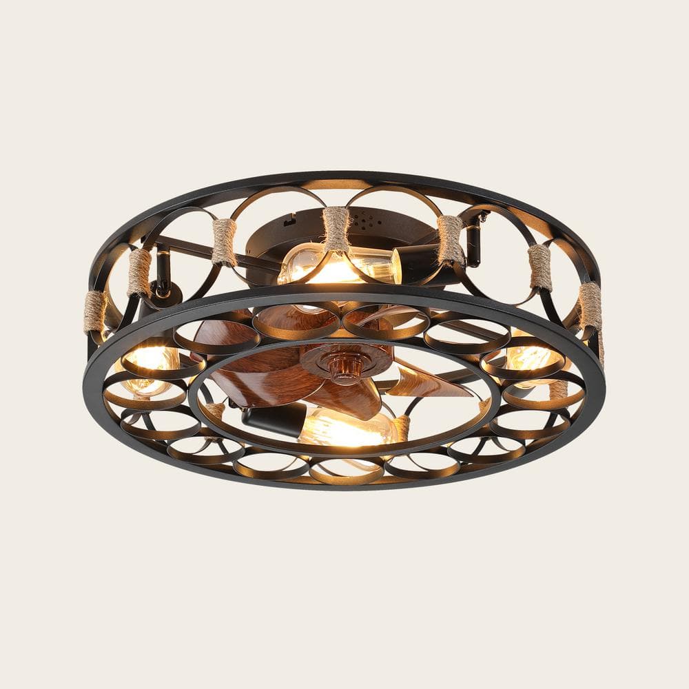 CIPACHO 19.68 in. Integrated LED Indoor Black Round Ceiling Fan with ...