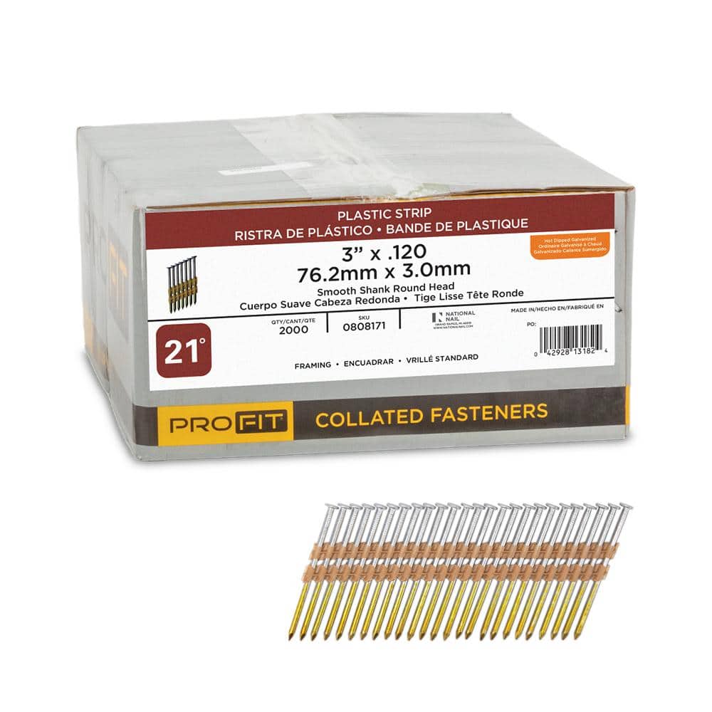 PRO-FIT 3 in. x 0.120 21-Degree Hot Dipped Galvanized Smooth Shank ...