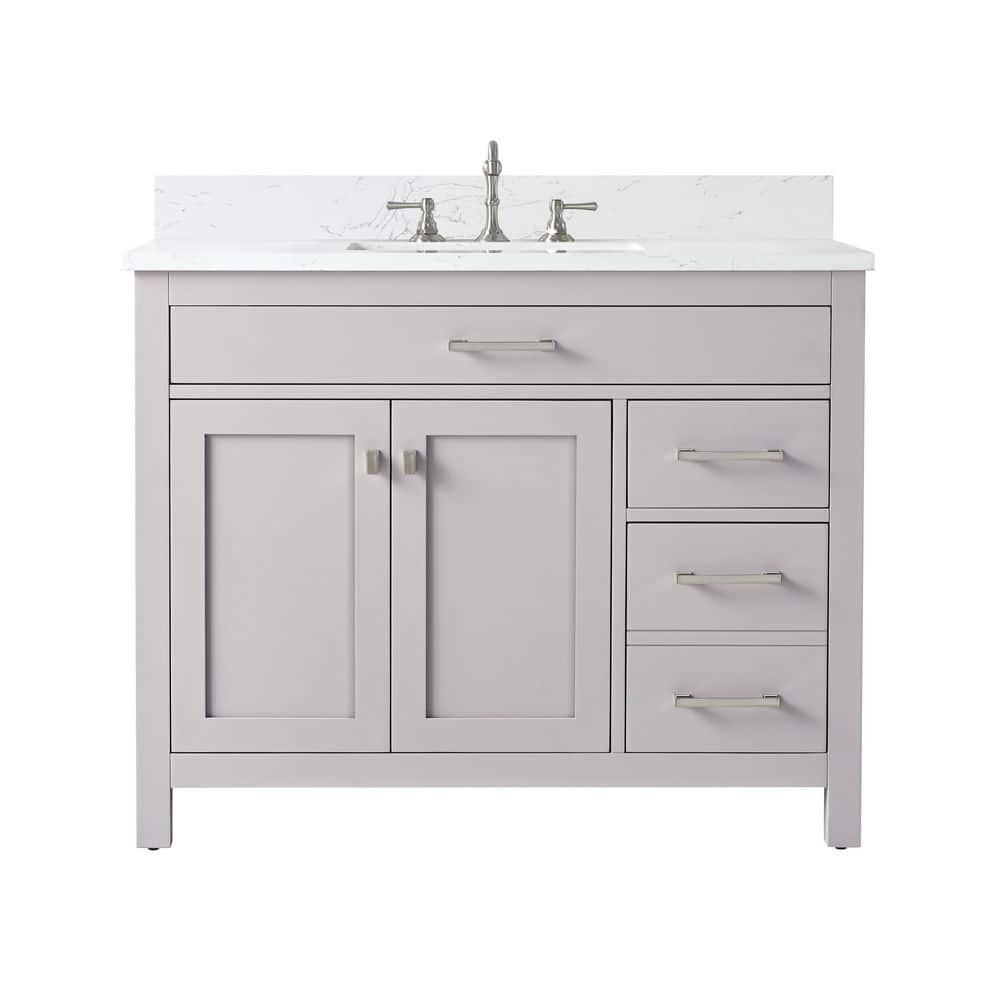 SUDIO Jasper 42 in., W x 22 in., D Bath Vanity in Taupe with Engineered ...
