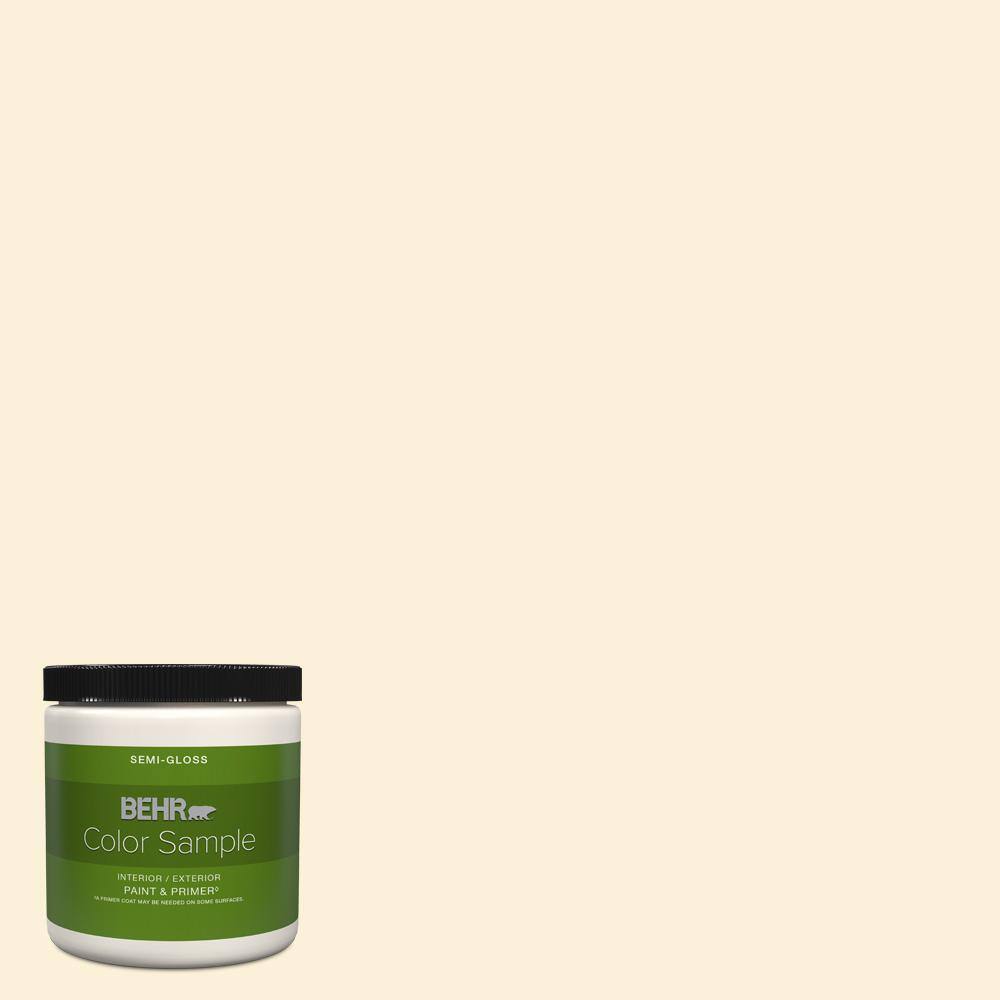 BEHR PREMIUM PLUS 8 oz. #320A-1 Eggnog Semi-Gloss Interior/Exterior ...