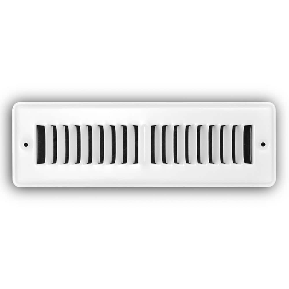 Everbilt 2 in. x 10 in. 2-Way Steel Toe-Kick Floor Grille in White ...