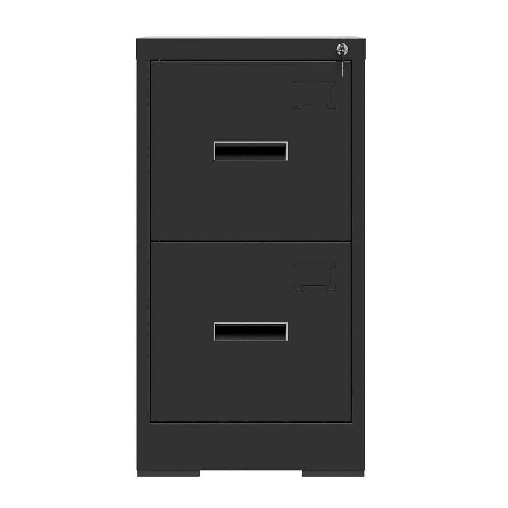 Damodpoy 17.7 in. W 2 Drawer Metal File Cabinet with Lock, Black Filing ...