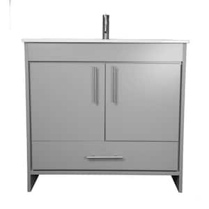 VOLPA USA AMERICAN CRAFTED VANITIES Pacific 24 in. x 18 in. D Bath Vanity in White with Ceramic ...