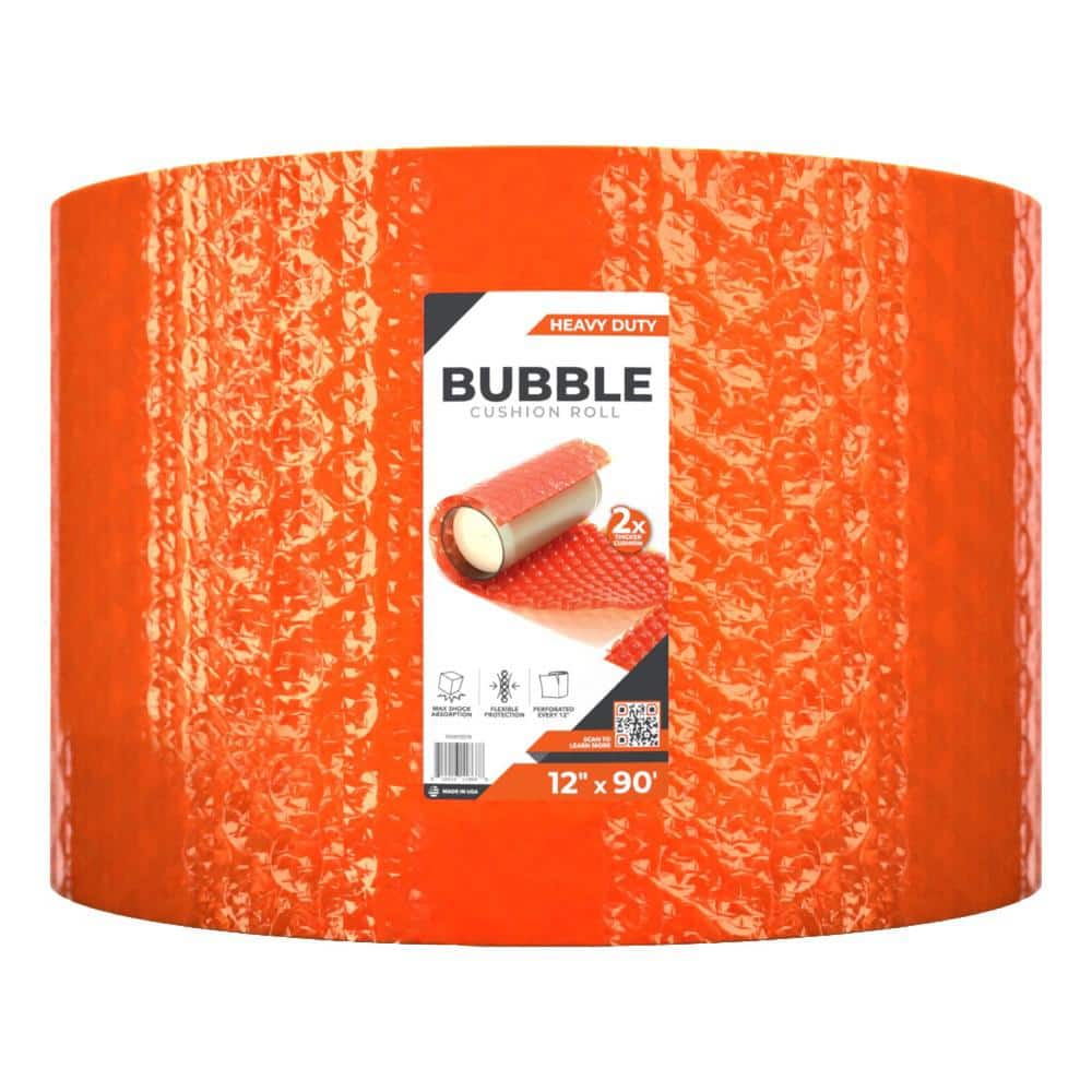 Pratt Retail Specialties 12 in. x 90 ft. Orange Heavy Duty Bubble Cushion (32-Pack) 12X90BUB32 ...