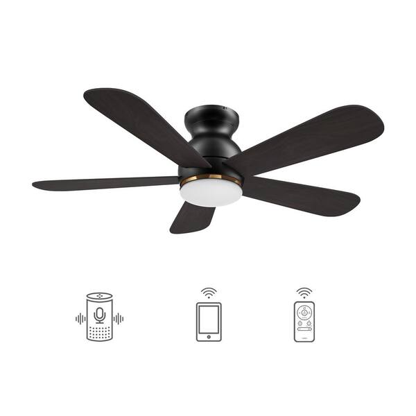 CARRO Kaze 48 in. Dimmable LED Indoor/Outdoor Black Smart Ceiling Fan ...