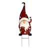 32 in. Metal Light Up Santa Holding Present Yard Stake 8373B - The Home ...
