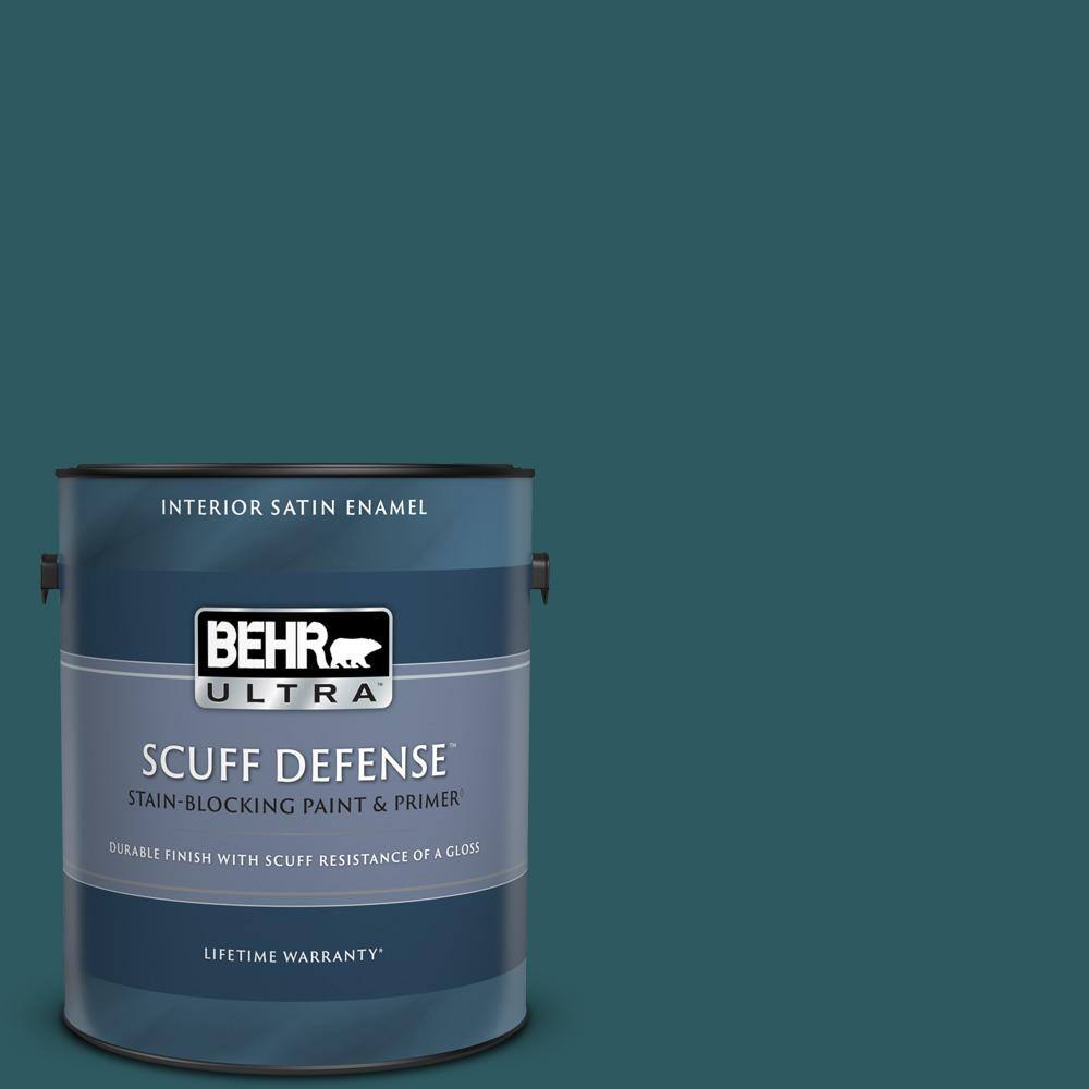 BEHR ULTRA 1 gal. #QE-47 Petro Blue Extra Durable Satin Enamel Interior ...