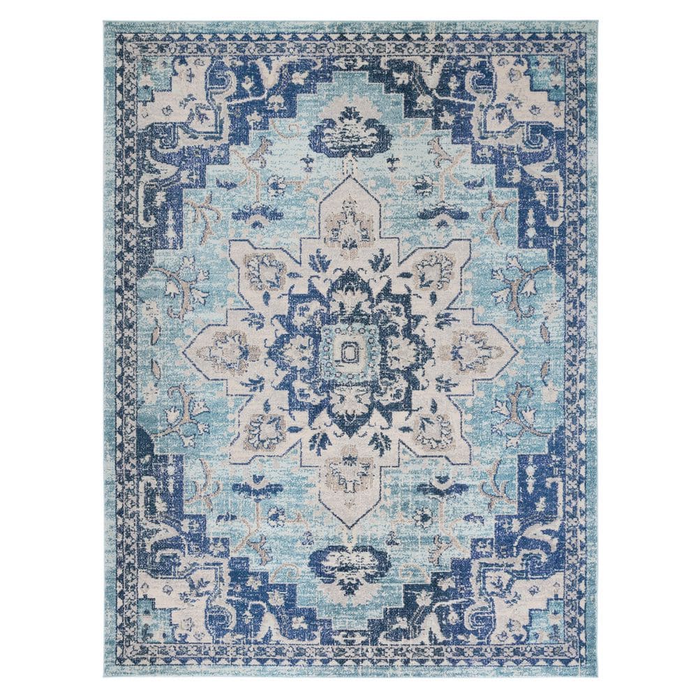 Reviews for SAFAVIEH Madison Teal/Navy 10 ft. x 14 ft. Border Geometric ...