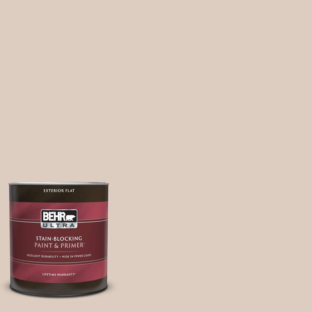 BEHR ULTRA 1 qt. #N190-2 Stonewashed Brown Flat Exterior Paint & Primer ...