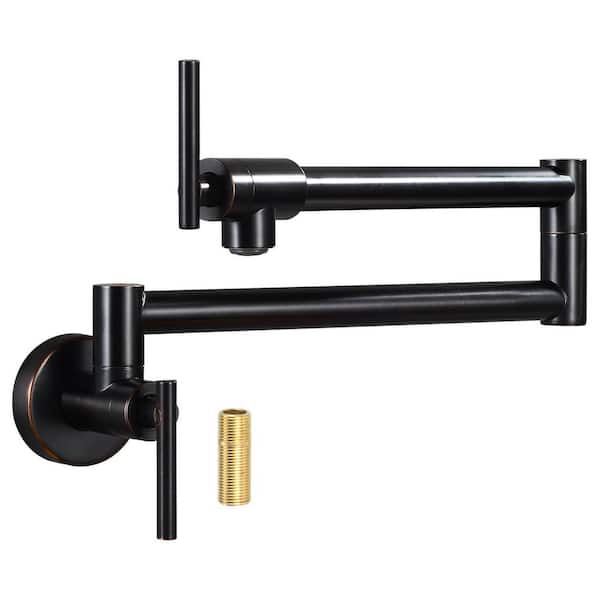 AKLFGN Restaurant Wall Mount Pot Filler Faucet Double Handle in Oil Rubbed Bronze CFLT-820ORB ...