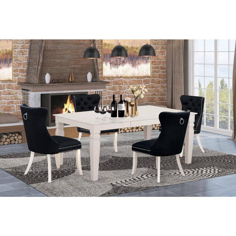 East West Furniture 5-Piece Rectangle Buttermilk and Cherry Finish ...