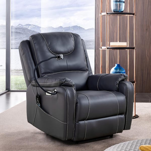 Bonded black leather glider recliner store
