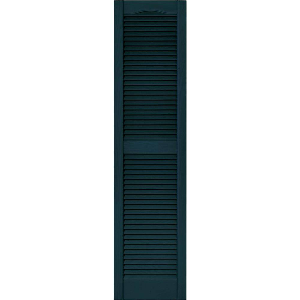 Builders Edge 15 in. x 60 in. Louvered Vinyl Exterior Shutters Pair in ...