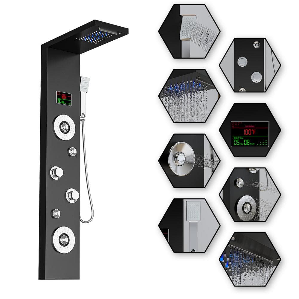 WIAWG 50 in. 4-Jet Shower Tower 6-Function Faucet Shower Panel System ...