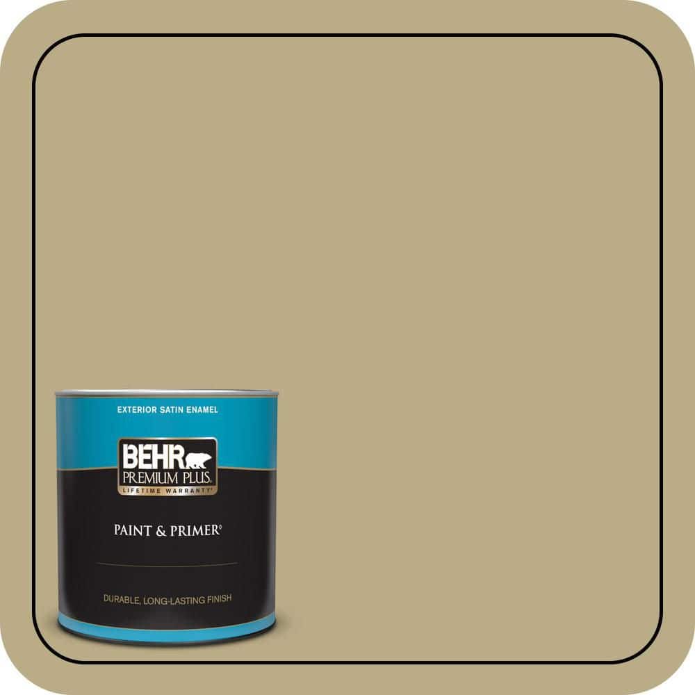 BEHR PREMIUM PLUS 1 qt. #S330-4 Fennel Seed Satin Enamel Exterior Paint ...