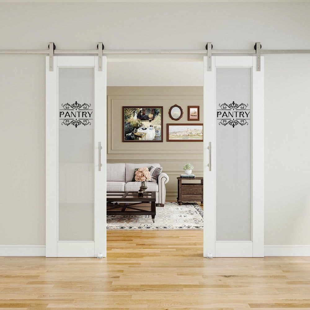 ARK DESIGN 52 in. x 80 in. 1 Lite Tempered Frosted Glass White MDF ...