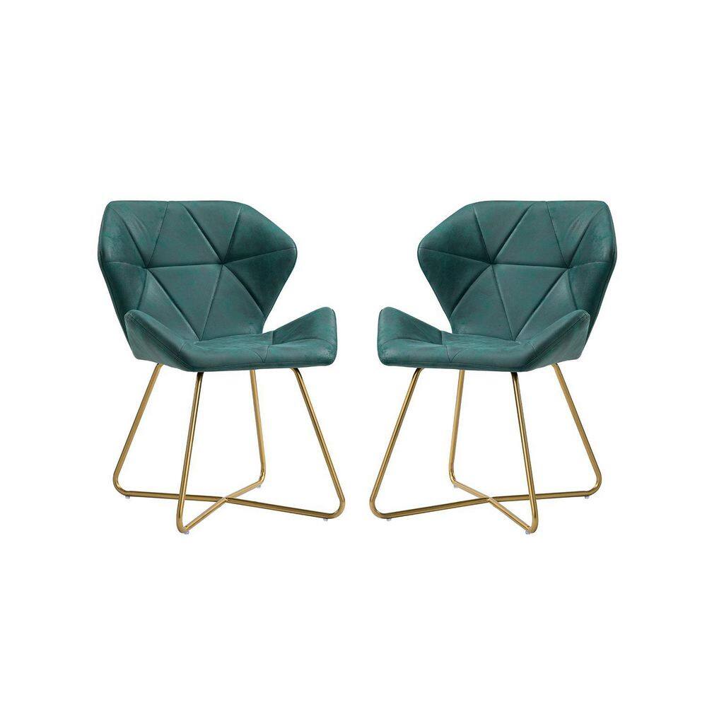 ARTFUL LIVING DESIGN Elisa Green Side Chair with X-Shaped Metal Base ...