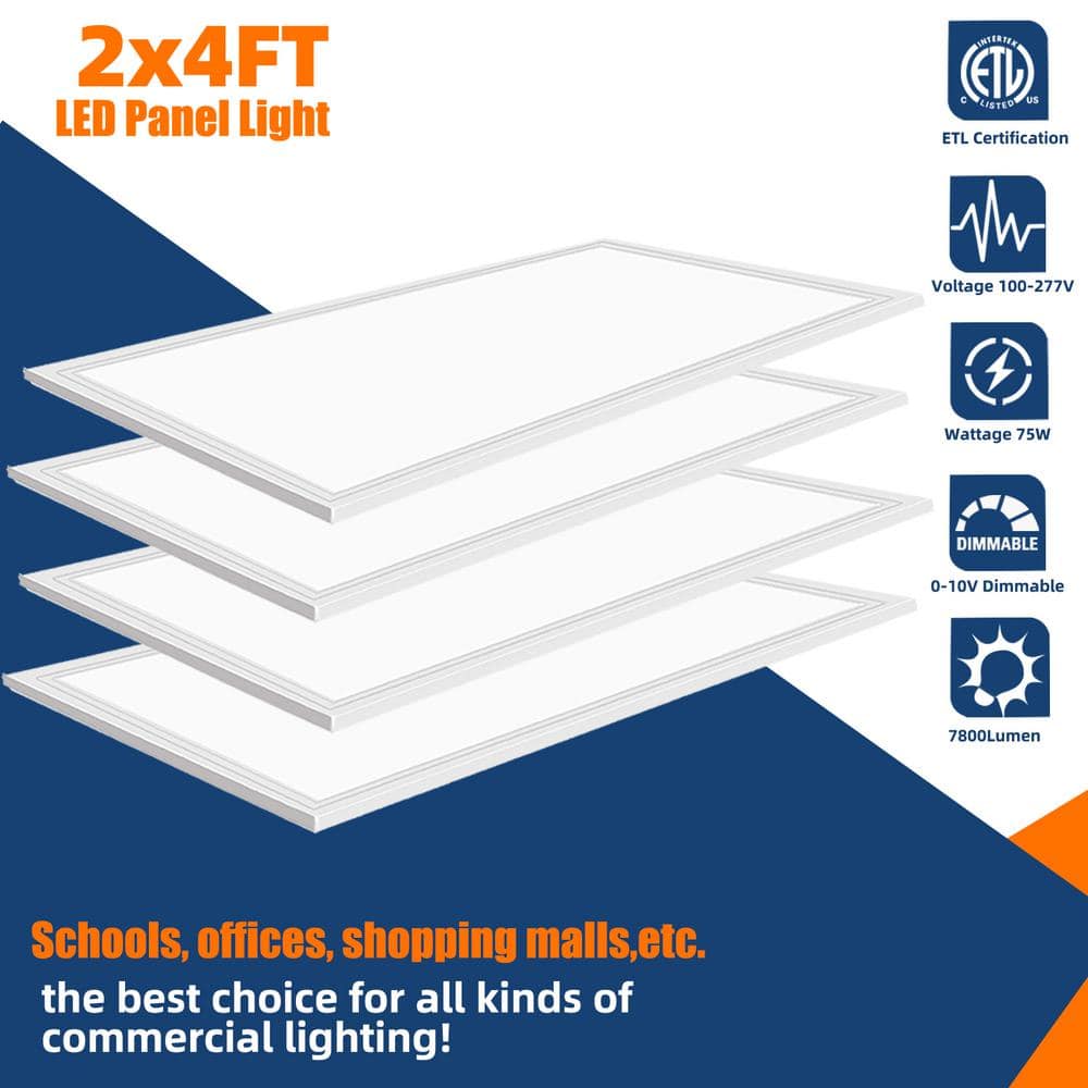 Bieuoram 2 ft. x 4 ft. 7800 Lumens Integrated LED Panel Light, 5000K ...