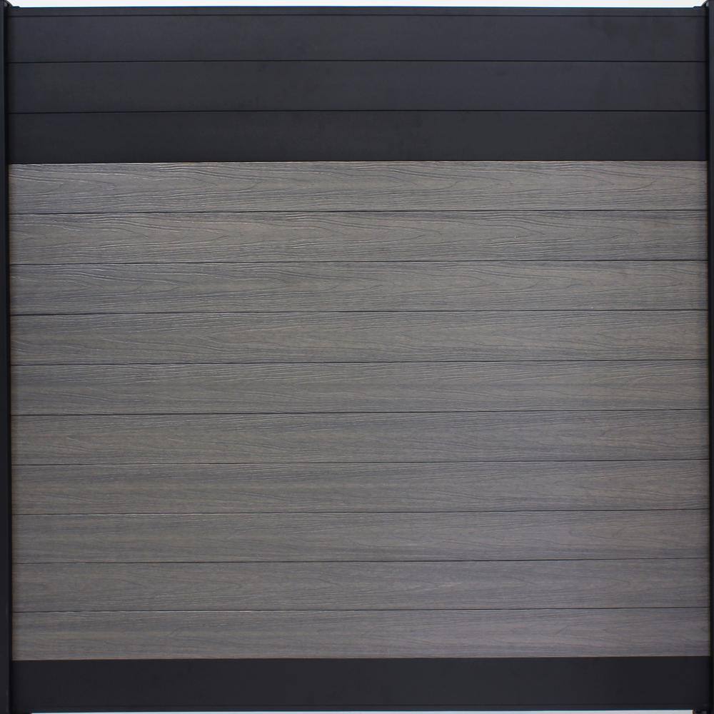 EuroFence Euro Style 6 ft. H x 6 ft. W Black Top Oxford Grey Aluminum ...
