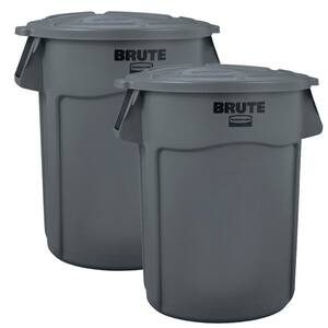 Rubbermaid Commercial Products BRUTE 44 Gal. Grey Round Vented Wheeled ...