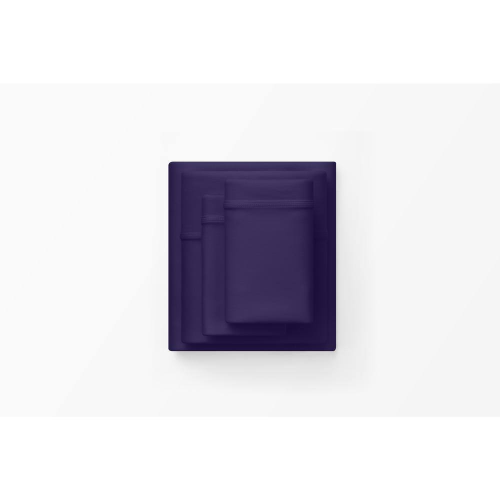 PURPLE SoftStretch 4-Piece Deep Purple Solid Queen Bamboo Sheet Set 10 ...