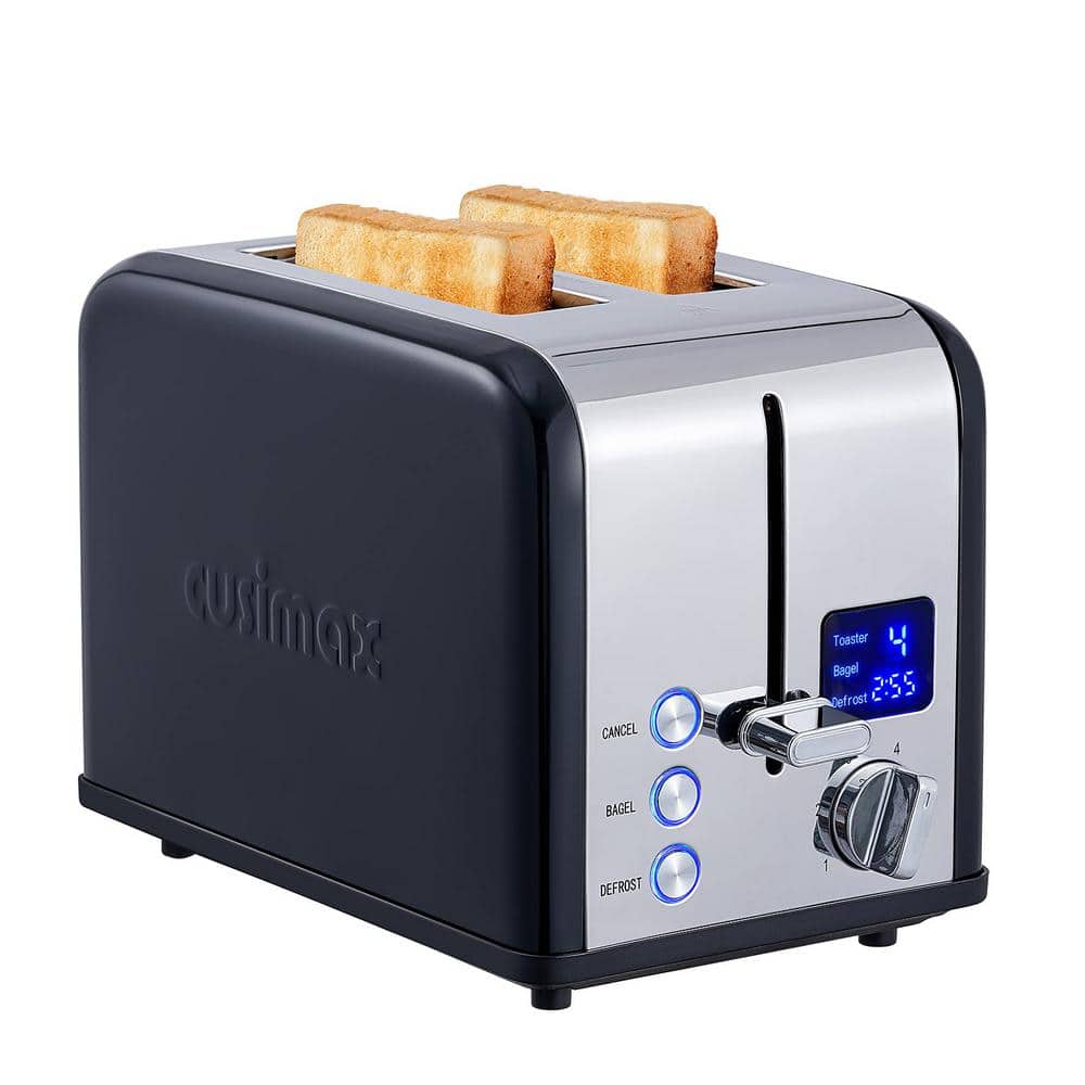 JEREMY CASS 2-Slice Black Stainless Steel Wide Slot Toaster with 6 ...