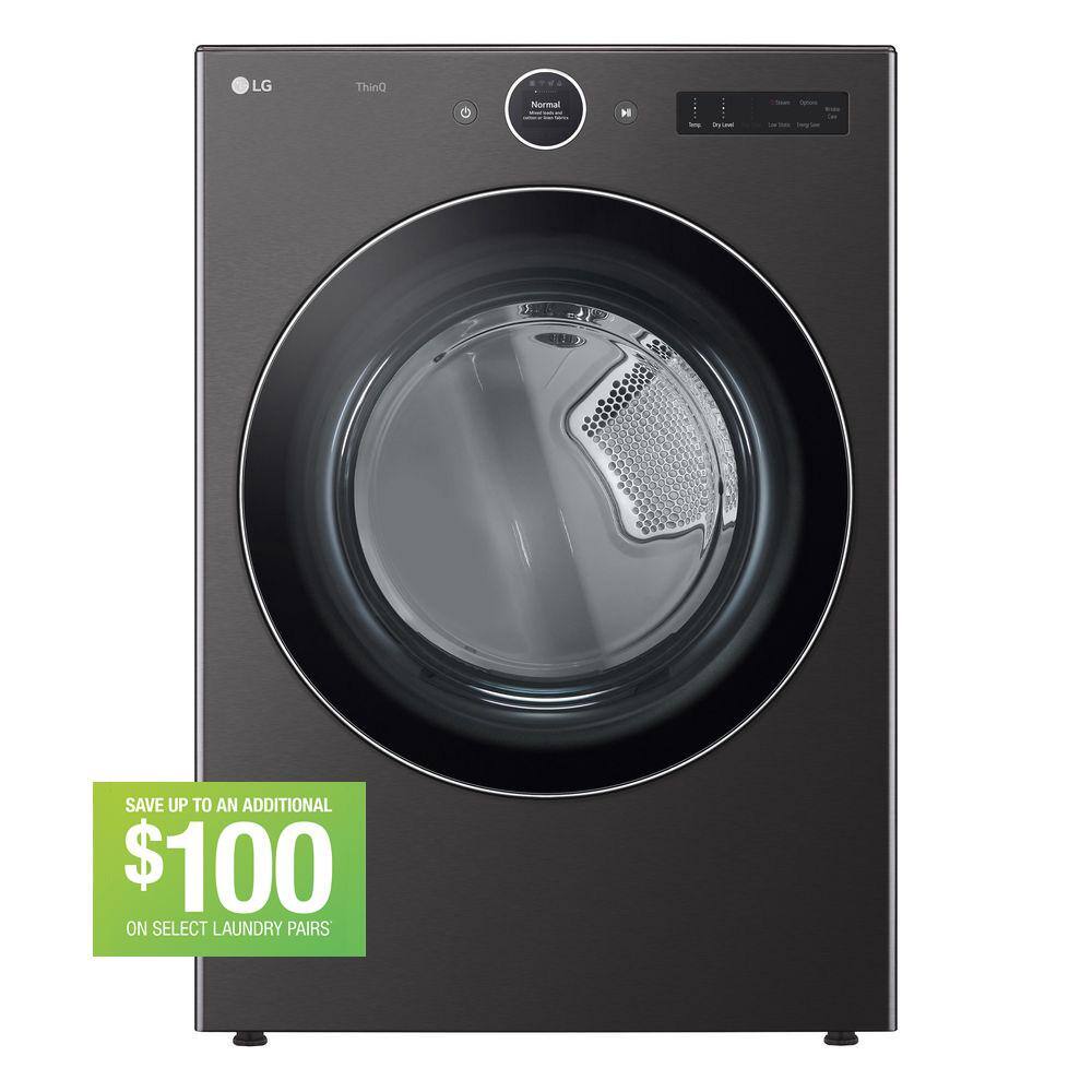 LG 7.4 cu. ft. Vented Stackable SMART Electric Dryer in Black Steel ...