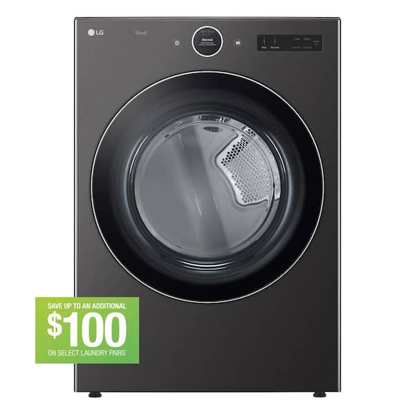 LG 7.4 cu. ft. Vented Stackable SMART Electric Dryer in Black Steel ...