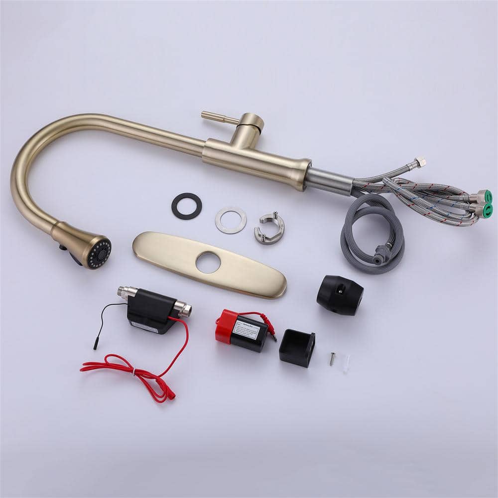 FLG Touch-on Single Handle Pull Down Sprayer Kitchen Faucet with Pull ...
