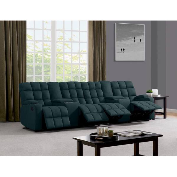 Microfiber Reclining Sofa Blue | Baci Living Room