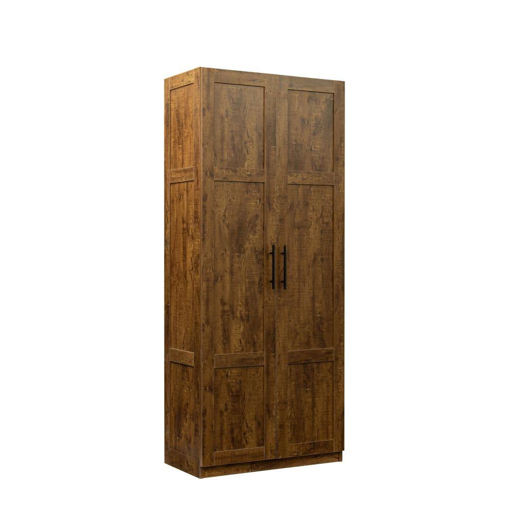 Walnut Modern High Wardrobe with 2-Door 71 in. H x 30 in. W x 16 in. D ...