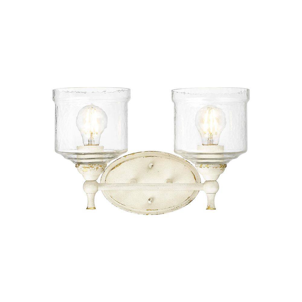 Golden Lighting Keating 7.5 in. 2 Light Antique Ivory Vanity Light with ...