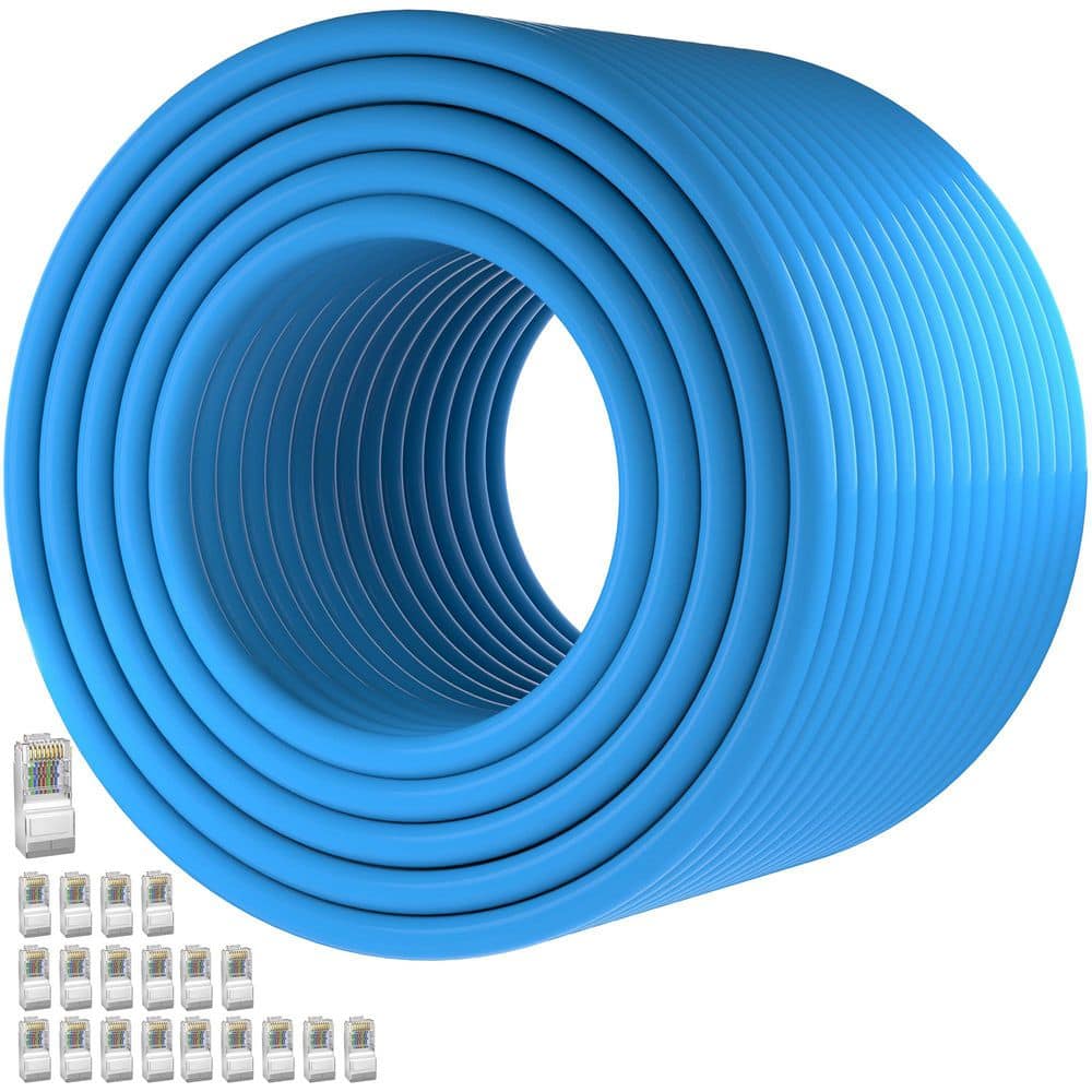 Yichuhaoxi 500 ft. Cat 7 Shielded Gold Plated Ethernet Cable Wire Blue ...