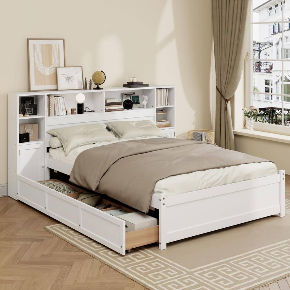 Noble House Belinda White Wood Frame Twin Size Platform Bed with ...