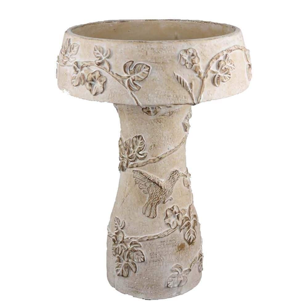 Benjara Menon 20 in. White Terracotta Bird Bath and Feeder with ...