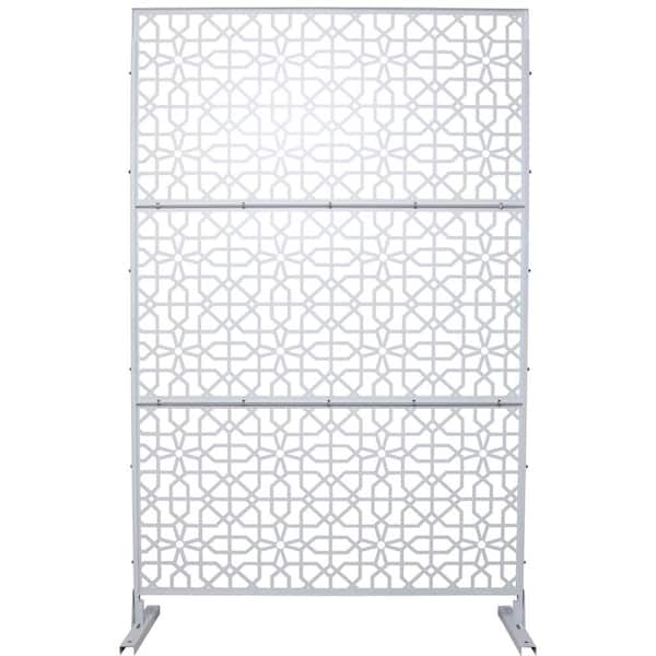 Zeus & Ruta 6.3 ft. H x 4 ft. W White Metal Privacy Screen Freestanding ...