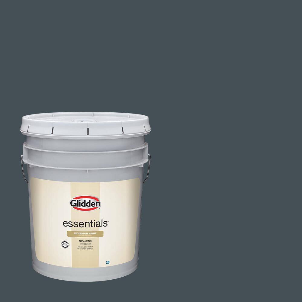 Glidden Essentials 5 gal. PPG1035-7 Obsidian Satin Exterior Paint ...