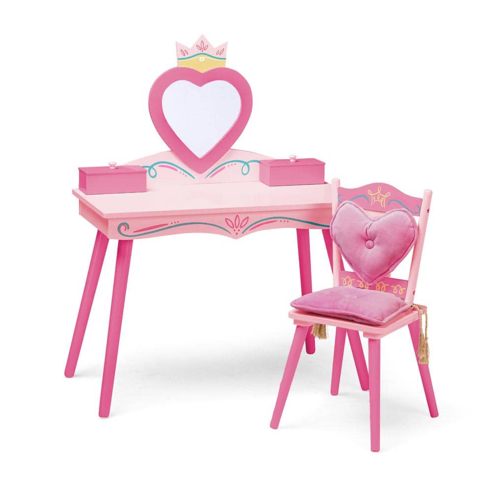 Wildkin Princess Vanity Table and Chair Set in Pink LOD20021 - The Home ...