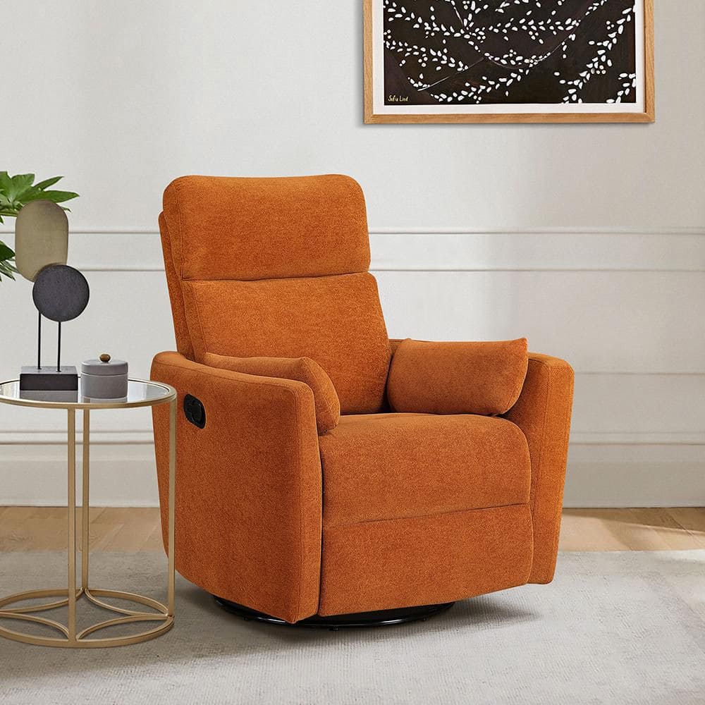 Lazzara Hadley Orange Microfiber Manual Swivel Glider Recliner 9148RNG ...
