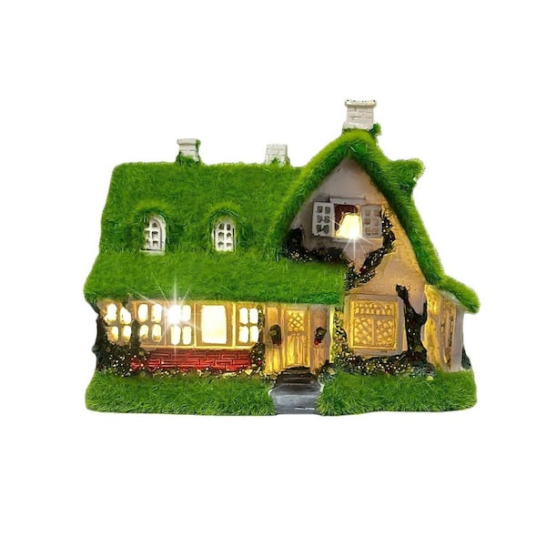 Solar Garden Outdoor Statue Light-Fairy House Lawn Decoration for Patio ...