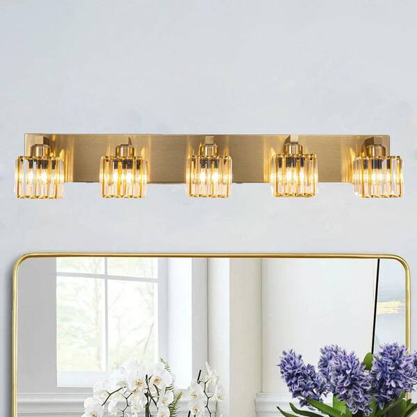 EDISLIVE Orillia 35.4 in. 5-Light Gold Bathroom Vanity Light with ...