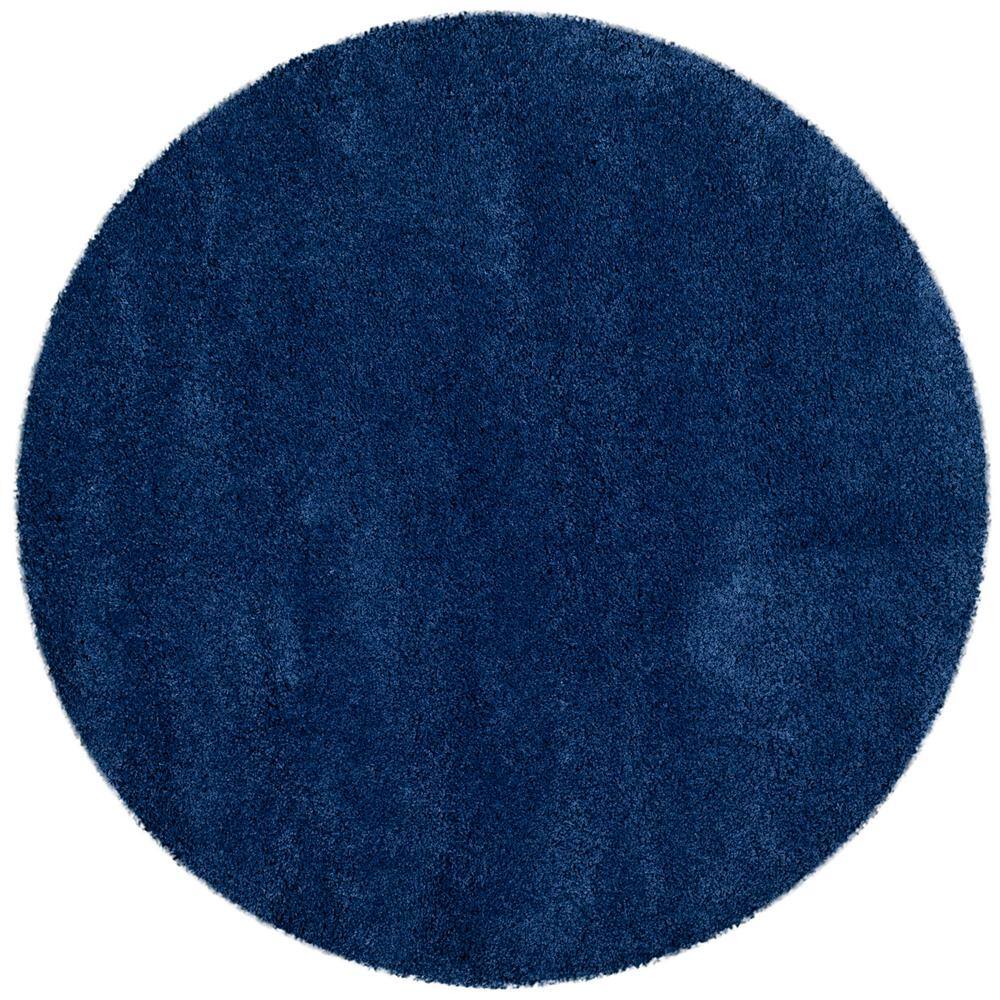 SAFAVIEH Milan Shag Navy 3 ft. x 3 ft. Solid Flokati Round Area Rug ...