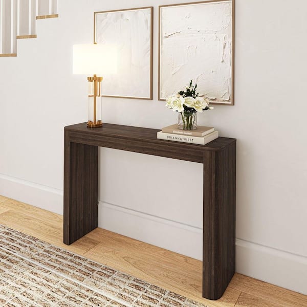 PLANK+BEAM Contour 46 in. Walnut Rectangle Wood Console Table ...