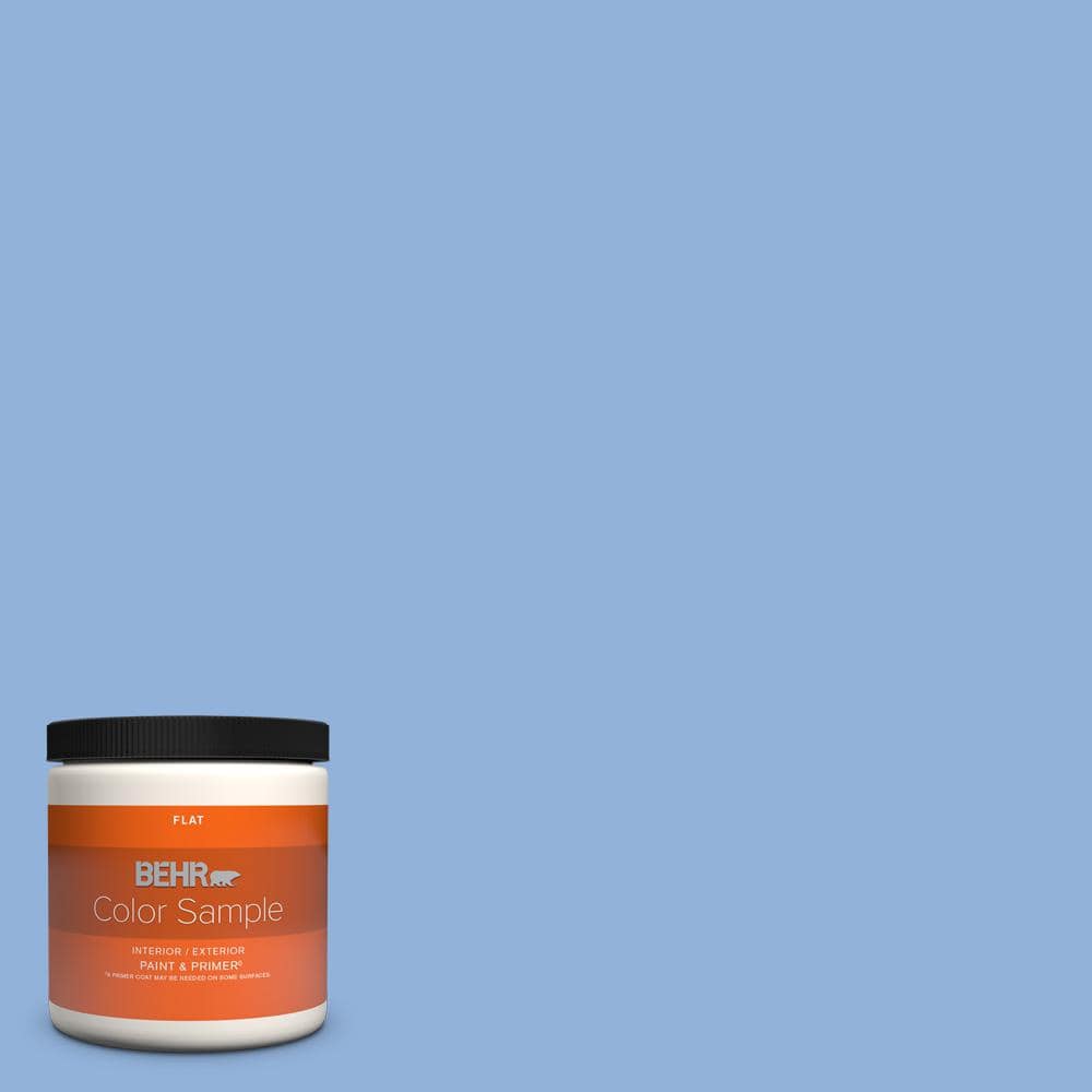 BEHR PREMIUM PLUS 8 oz. #580B-5 Cornflower Blue Flat Interior/Exterior ...