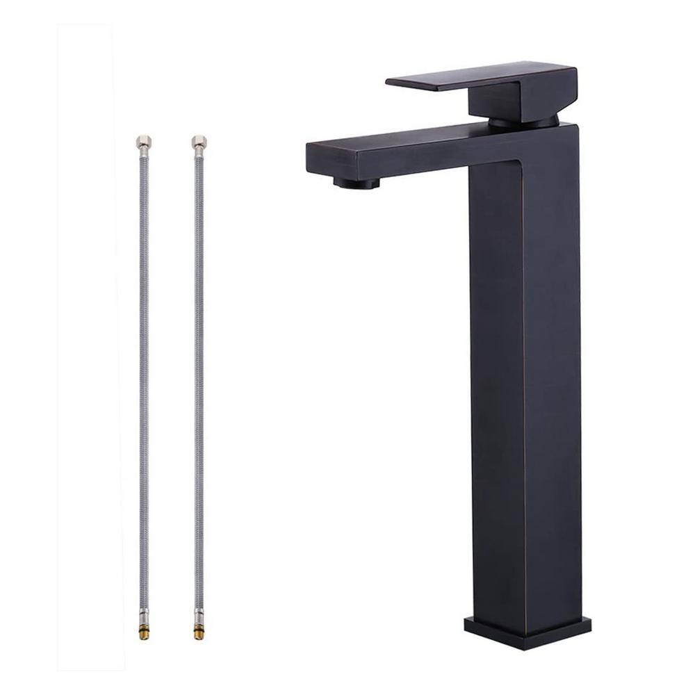 WELLFOR Single-Handle Single-Hole High Arc Spout Bathroom Faucet in ...