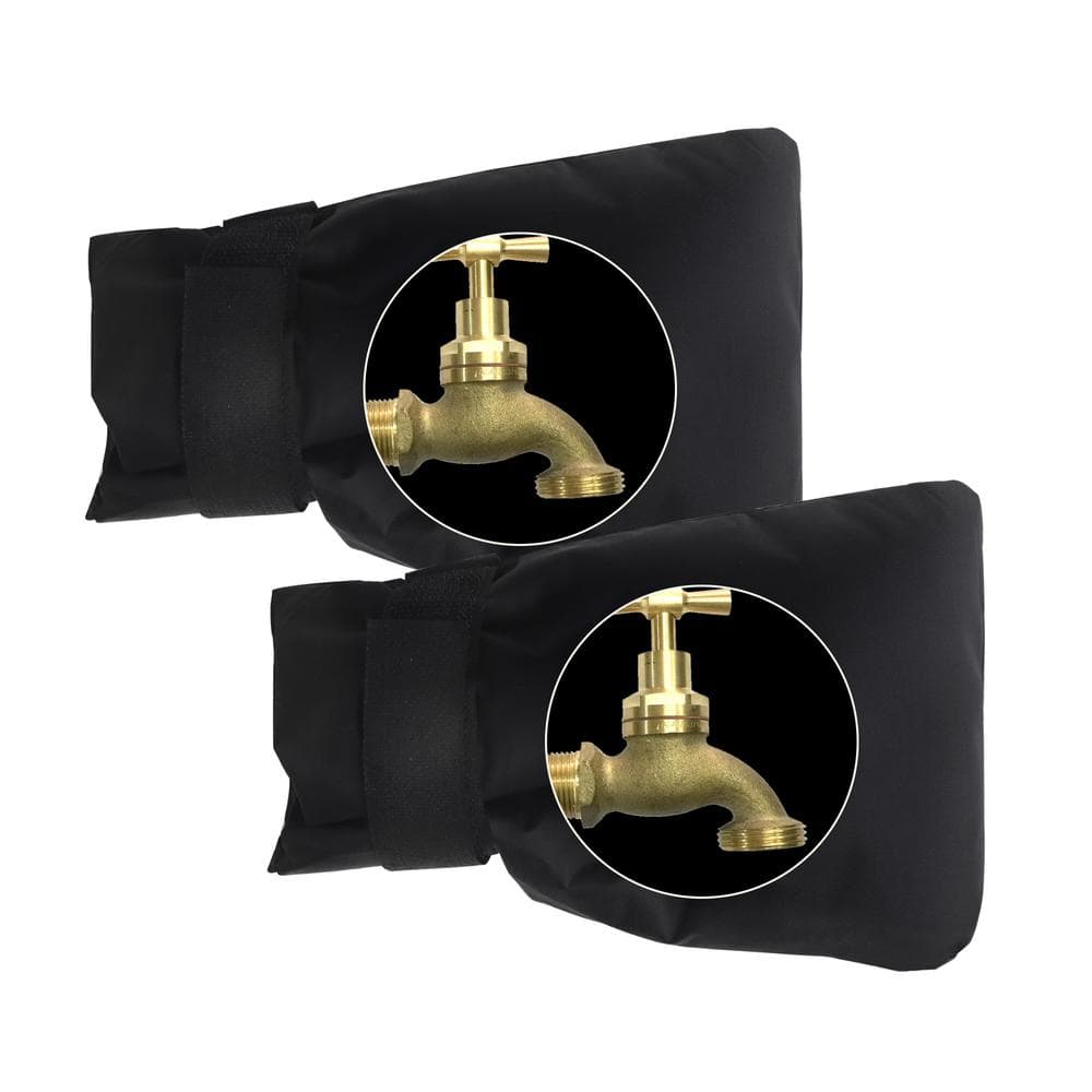Wellco 2-Piece Black Outdoor Freeze Protector Insulate Faucet Cover ...
