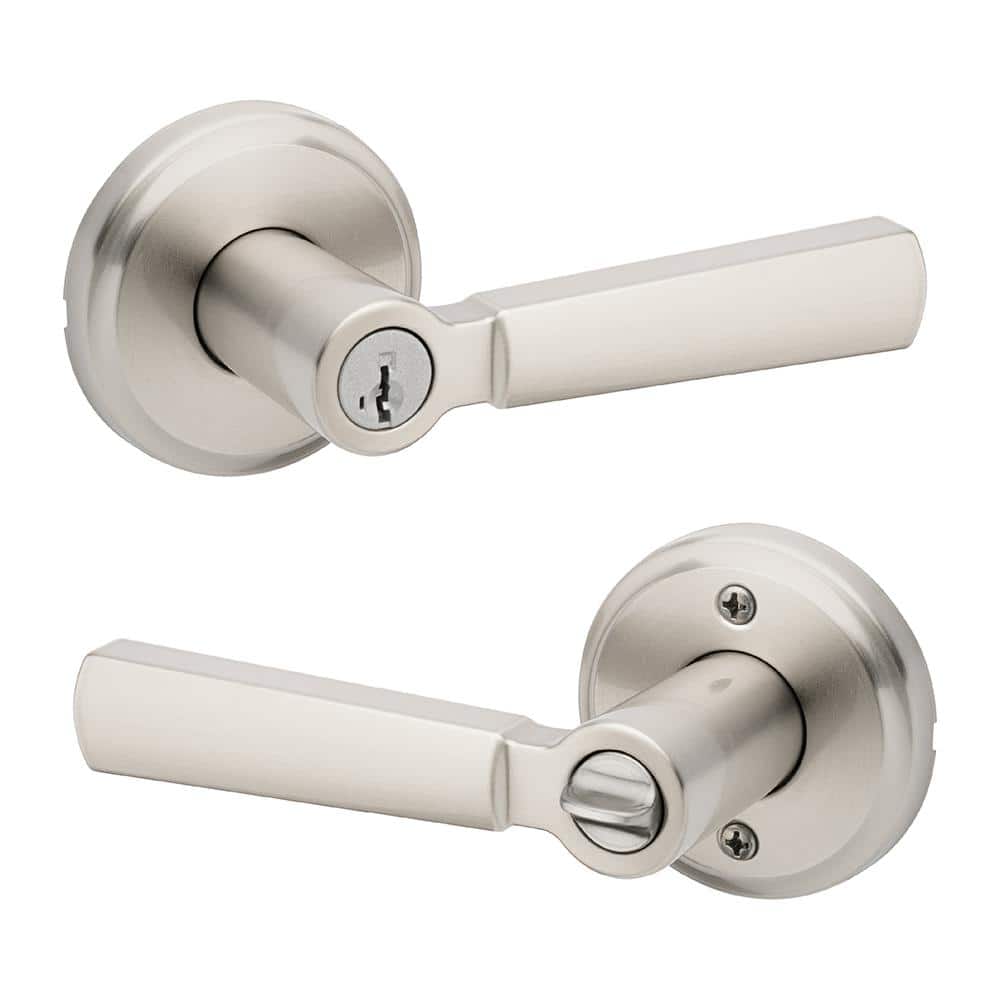 Kwikset Perth Satin Nickel Single Cylinder Keyed Entry Door Handle ...